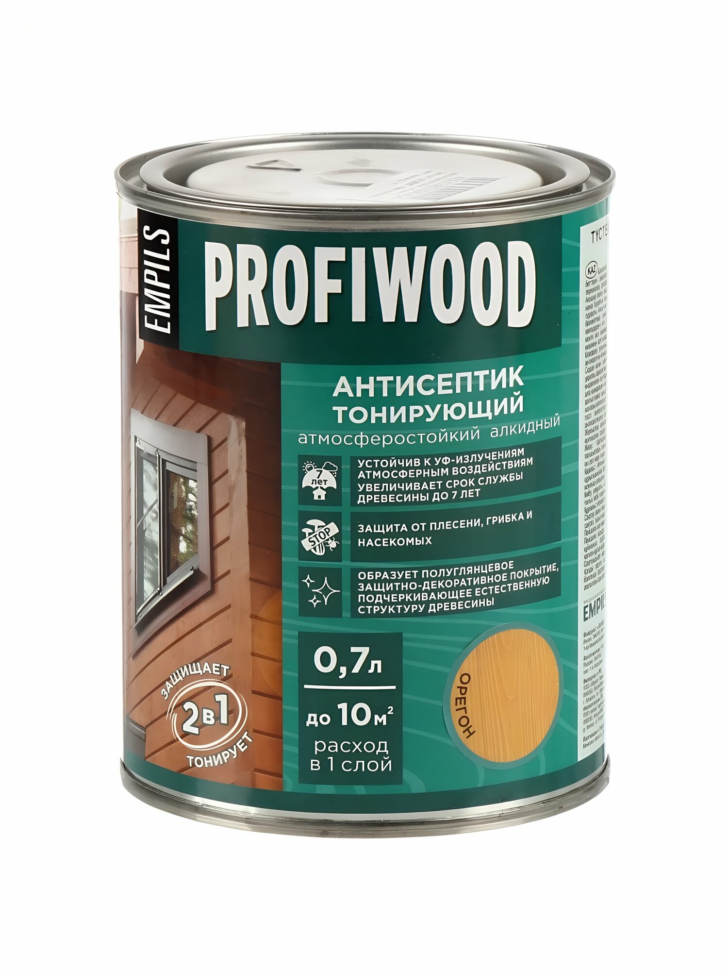 Антисептик Profiwood, для дерева, тонирующий, орегон, 0.6 кг