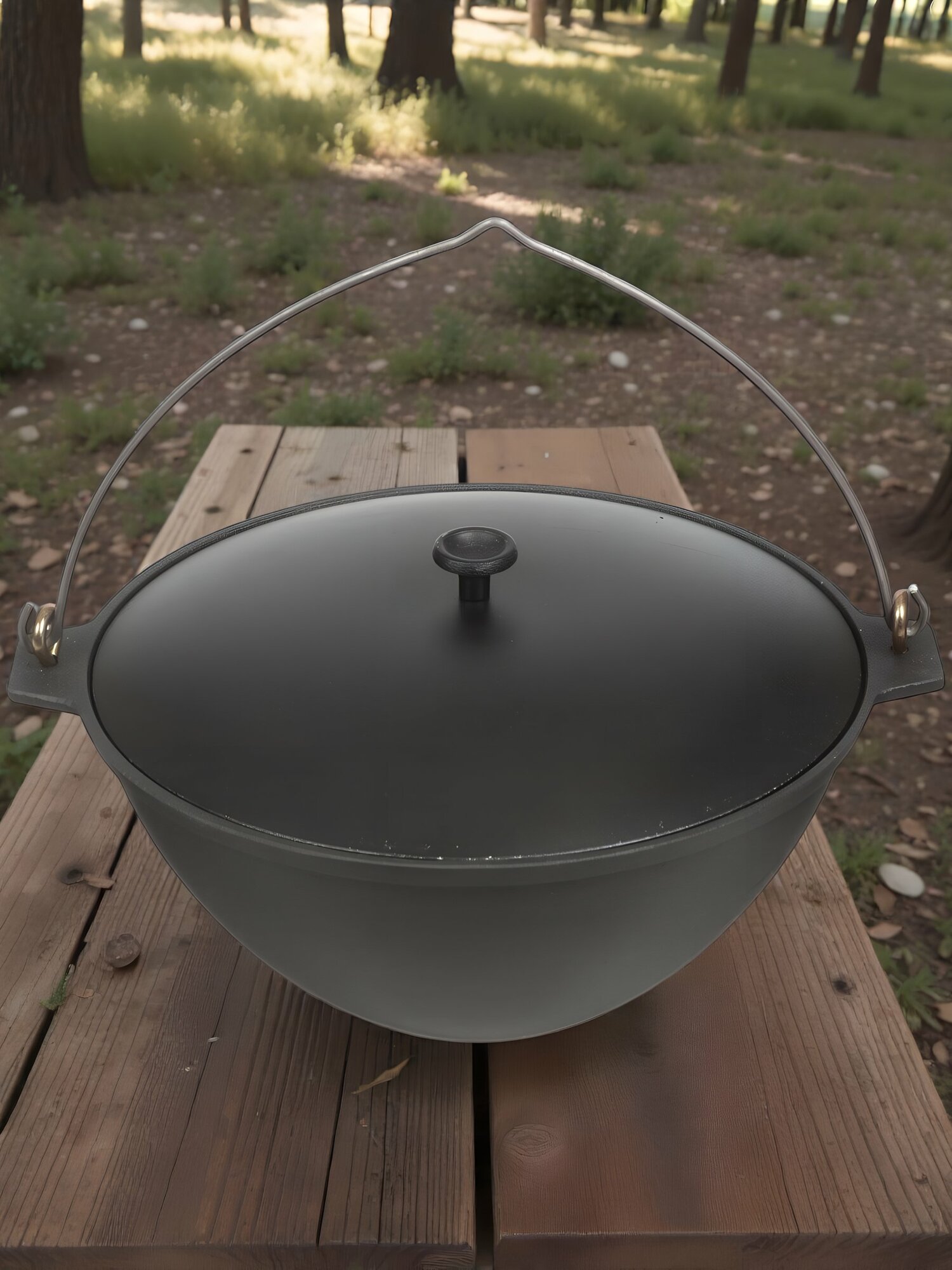 Казан чугунный Камская посуда 4 литра с крышкой и дужкой, модель ПЛЧ-3-40-26-65-7, диаметр 26 см, для плиты и открытого огня