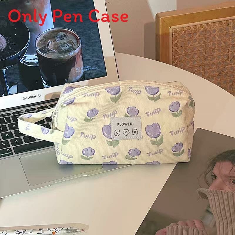 Style travel makeup bag compact canvas wash case for women and girls with tulip design style d