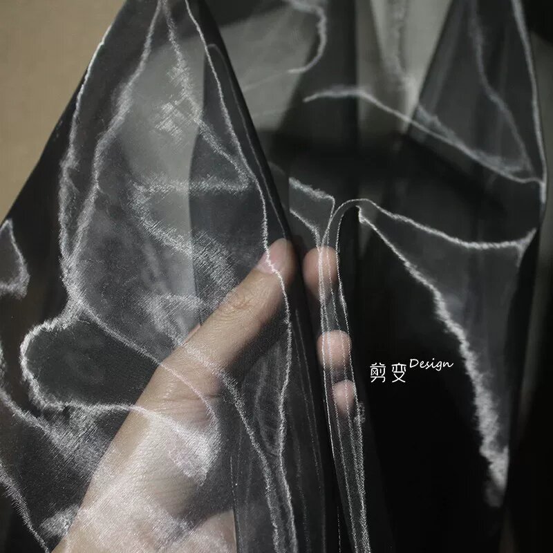 Жидкая прозрачная сетчатая ткань с эффектом водного блеска для топов, юбок, ханьфу, одежды из органзы, дизайнерская