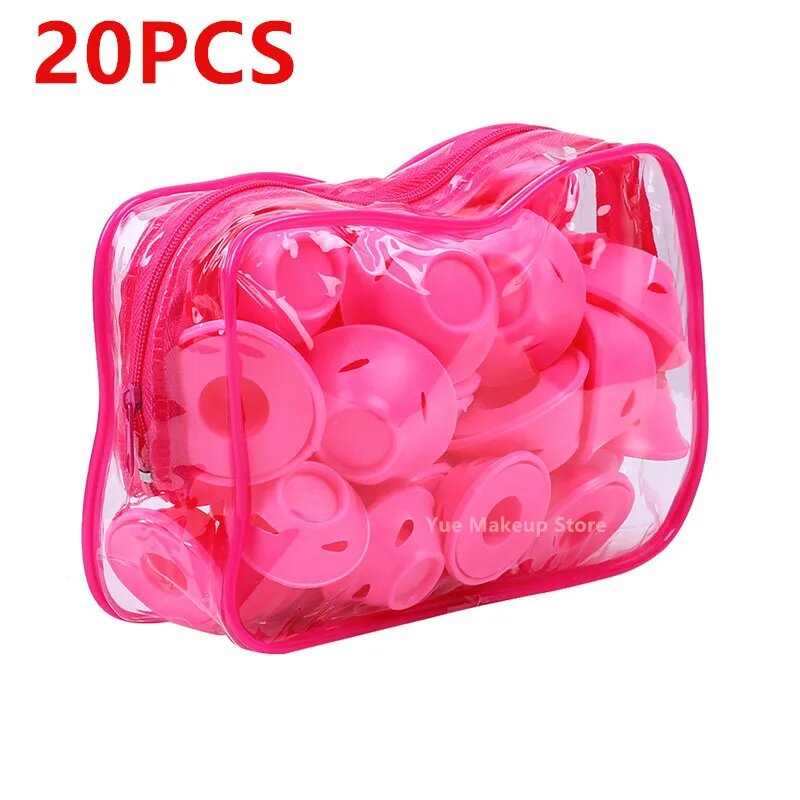 Розовые синие силиконовые бигуди для волос 20pcs Pink with bag