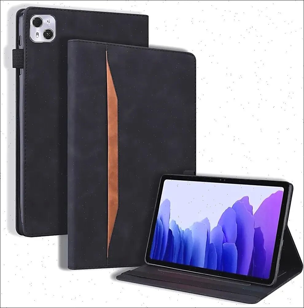 Чехло-книжка для Tecno MegaPad Pro 12.0, PU кожа, подставка, карман, черный