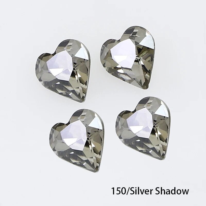 Кристаллы сердце 150 Silver Shadow, 15.5X14MM, серебряные