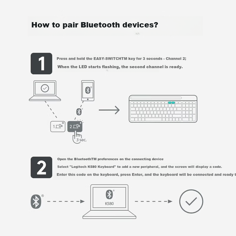 Logitech K580 Enterprise беспроводная Bluetooth супертонкая тихая офисная клавиатура Dual-Mode портативная тонкая