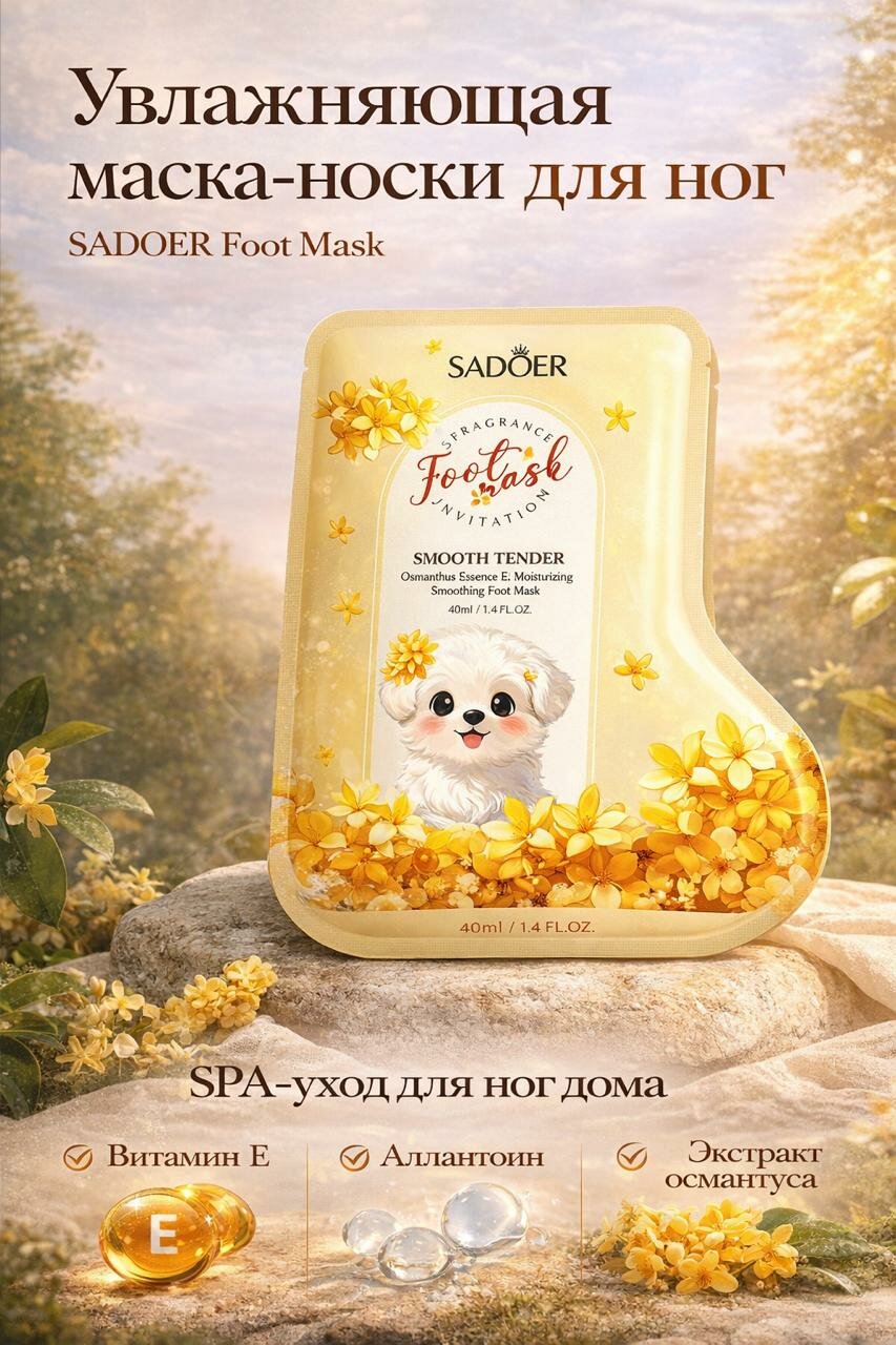 Увлажняющая маска для ног с экстрактом османтуса
