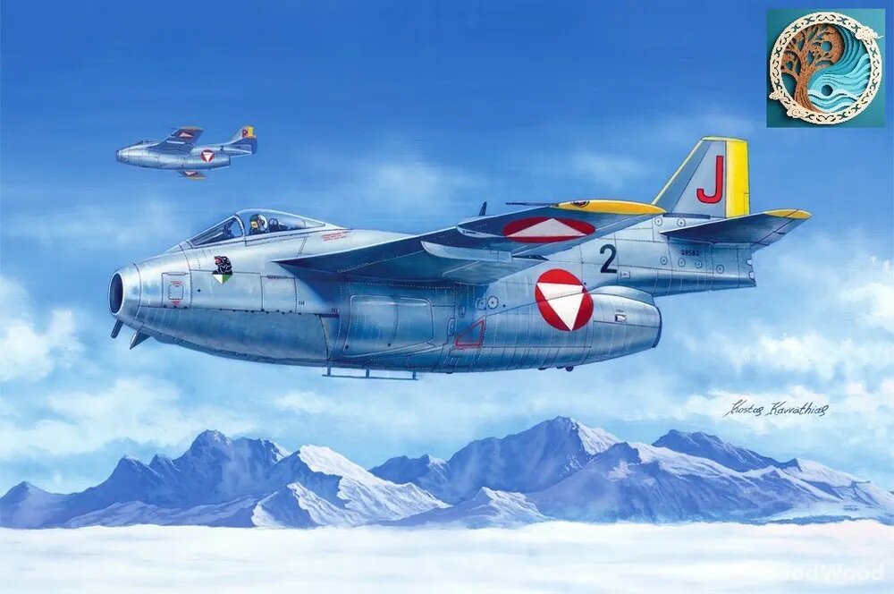 Hobbyboss 81745 1:48 Шведский истребитель J-29F "Летающая бочка" Сборная модель самолета