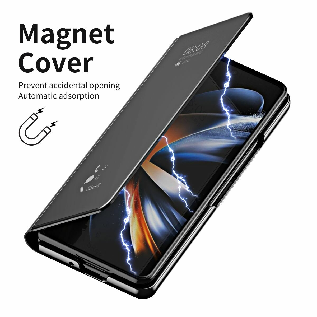 Подходит для Samsung Galaxy Z Fold5 Чехол для телефона Кронштейн - невидимка, Самсунг Галакси Z Fold5 с защитой камеры и противоударным кожаный, Z Fold5 кожаный чехол противоударный чехол с защитой камеры чехол с кронштейном-невидимкой