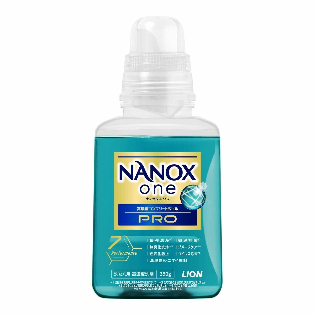 LION Жидкое средство "Top Nanox One PRO" для стирки (максимальное отстирывающее и дезодорирующее действие + сохранение цвета + защита от повреждений, суперконцентрат) 380г