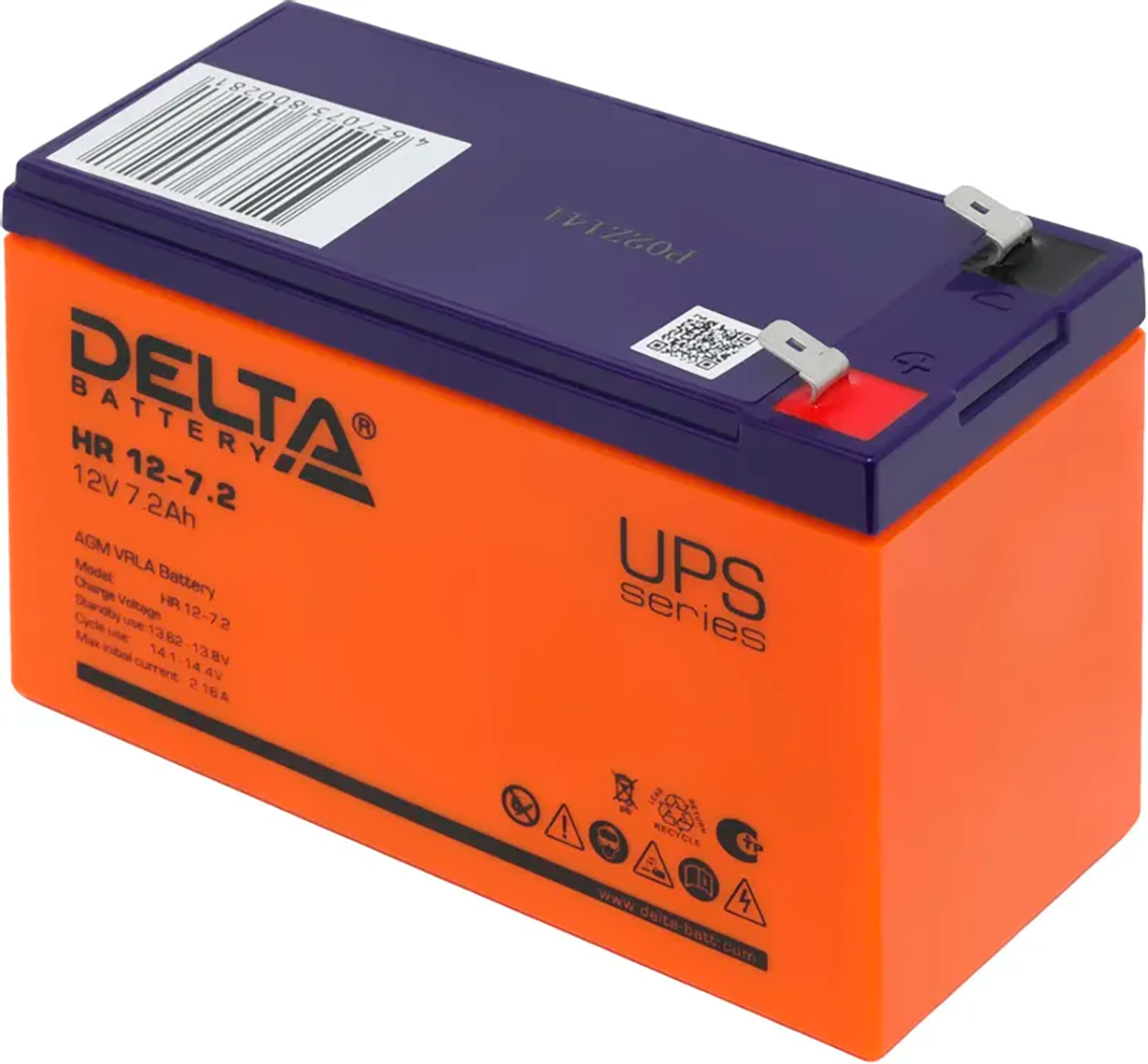 Аккумуляторная батарея DELTA HR 12-7.2, для ИБП, 12 В, 7 А·ч, оранжевый