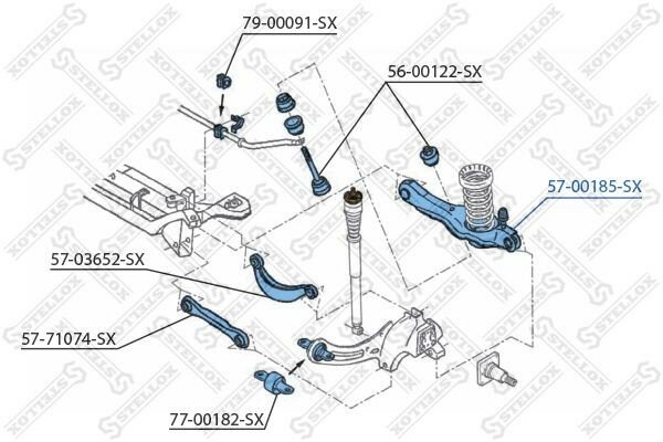 Рычаг задней подвески L R STELLOX 57-00185-SX Ford Focus I-II 1.4-2.5 98->, C-Max 1.6-2.0D 03->, Volvo S40 II 1.6-2.5T 04->