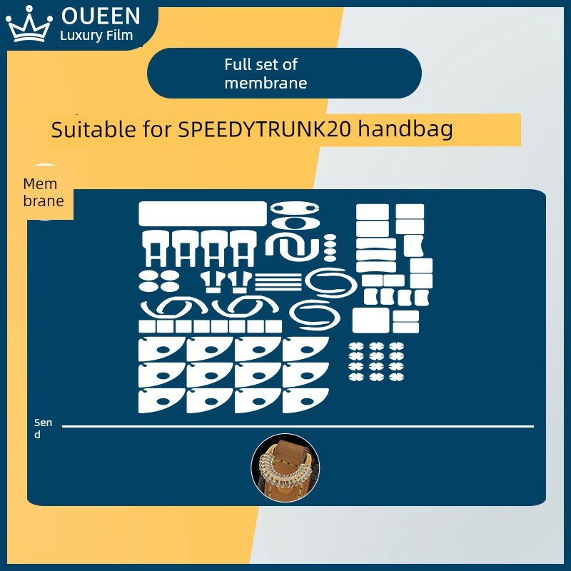 Кристаллическая защитная пленка для сумки LV Speedy Trunk 20 2024 года, полный комплект из 2 пленок с 2 проволочными