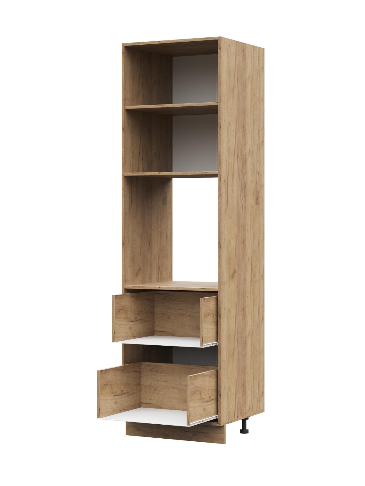 Корпус кухонного пенала с 2 ящиками 600х2140 ПВ (дуб крафт) Huge Mebel. Ширина 600 Высота 2140. Кухонные шкафы Без фасада Huge Mebel. Ширина 600 Высота 2140