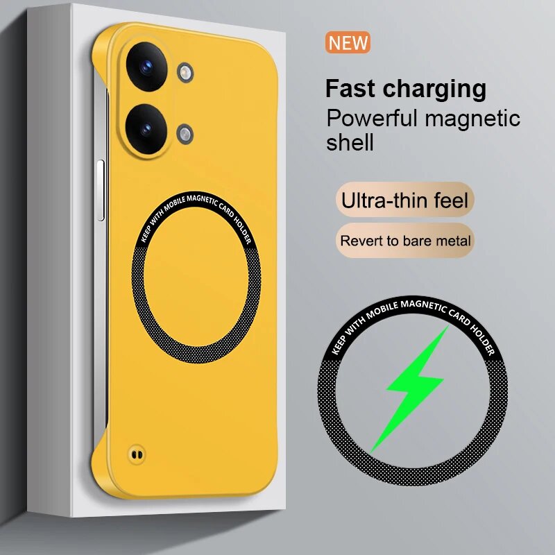 Безрамочный тонкий жесткий чехол с магнитной застежкой для Xiaomi Поко Х8 Про Макс, Желтый, Желтый