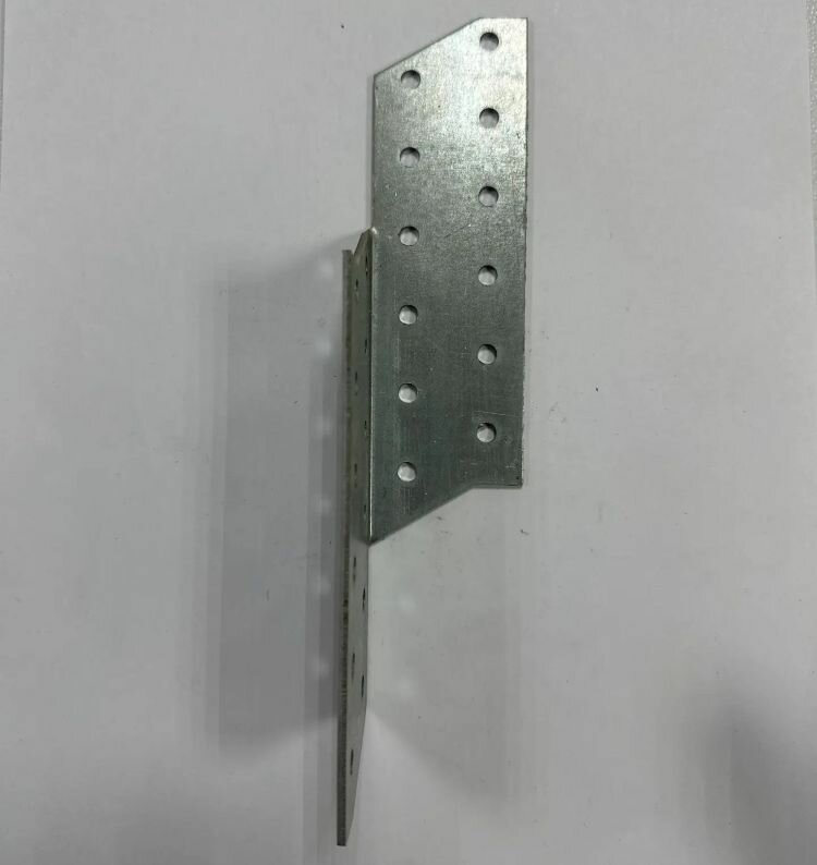 Держатель балки левый 190х40х40х2.0 мм оцинкованный DB-L, опора бруса усиленная для высоких пролетов и стропил, крепеж для деревянного домостроения 2шт