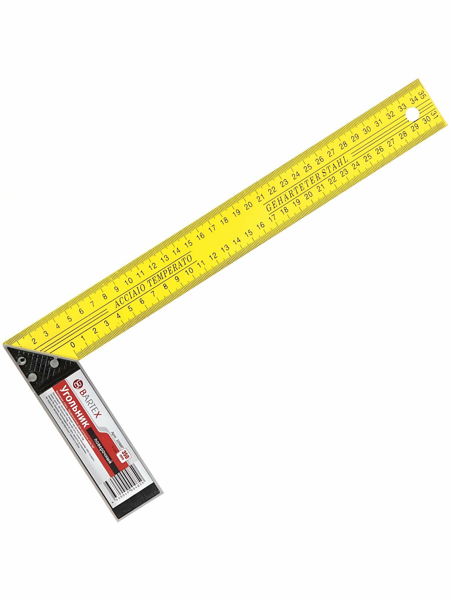 Угольник строительный Bartex R-350, 350 мм, металлический измерительный инструмент для точных работ и разметки.