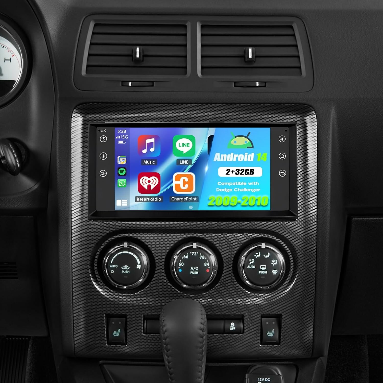 Обновление автомобильной стереосистемы Android 14 с двойным Din для Dodge Challenger 2008-2014 гг, 2G + 32G, 7-дюймовый