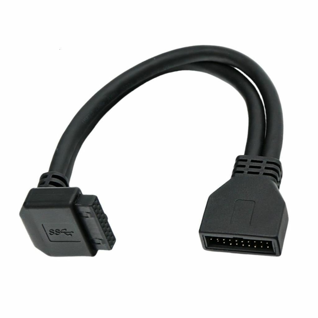USB3.0 удлинитель для материнской платы 25см с углом 90 градусов для подключения передней панели ПК, - Вниз