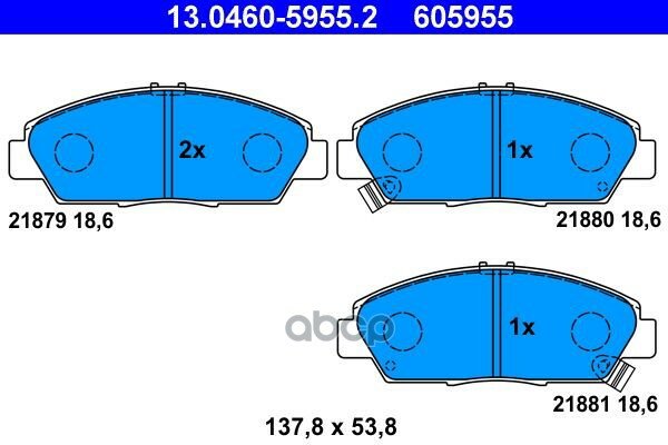 Колодки тормозные дисковые передн, HONDA: ACCORD V 2.0 i/2.0 i S 93-97, ACCORD V 1.9 i/2.0 TDi/2.0 i LS 95-98, PRELUDE IV 2.0.