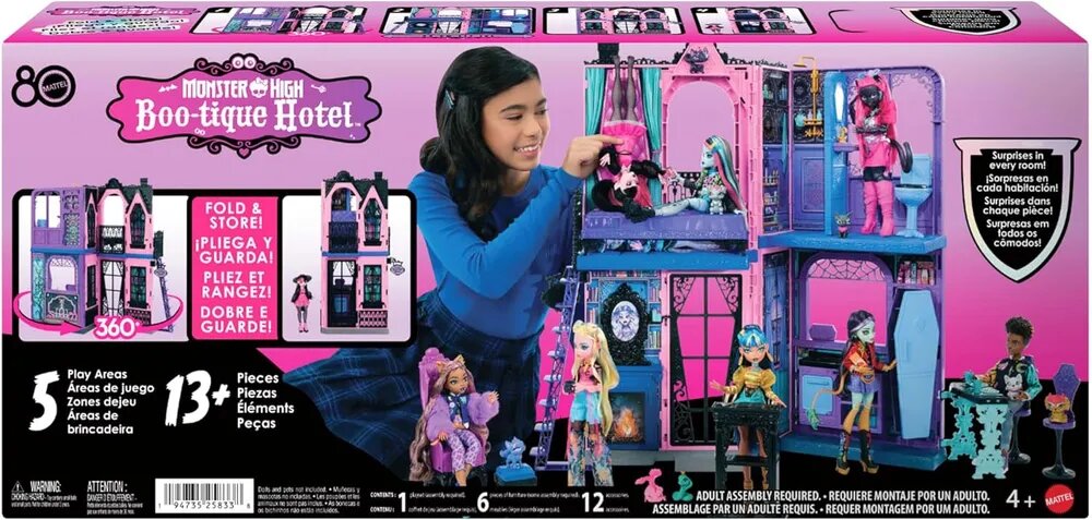 Кукольный домик Monster High - Boo-Tique Hotel с жуткими сюрпризами в каждой комнате + аксессуары - Дом Монстр Хай JBF16