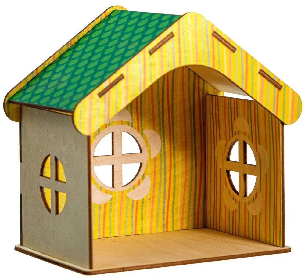 Деревянный кукольный домик Smile Decor "Гномик" для девочек, игровой набор-конструктор, сборная модель, детская развивающая игрушка для сюжетно-ролевых игр, без мебели, подарок ребенку