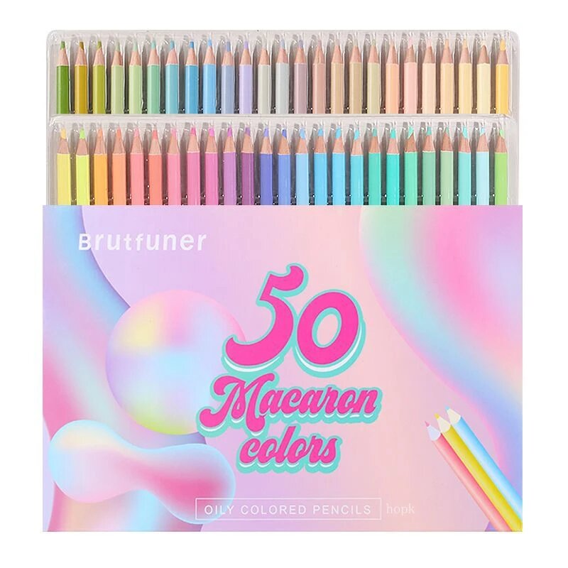 Профессиональные масляные цветные карандаши Brutfuner Macaron 50 цветов 50 Colors Set
