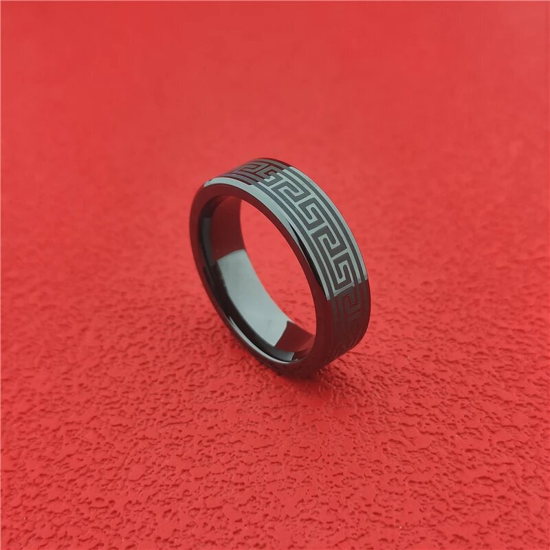 RFID карта-кольцо T5577 серебристого цвета Black striped design, US size 10