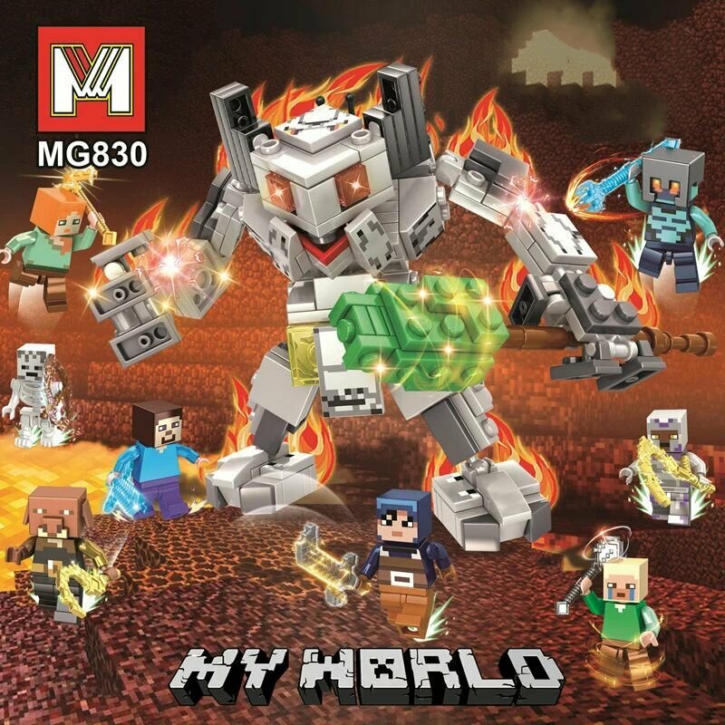 Конструктор майнкрафт Каменный Титан Механический монстр из мира Minecraft