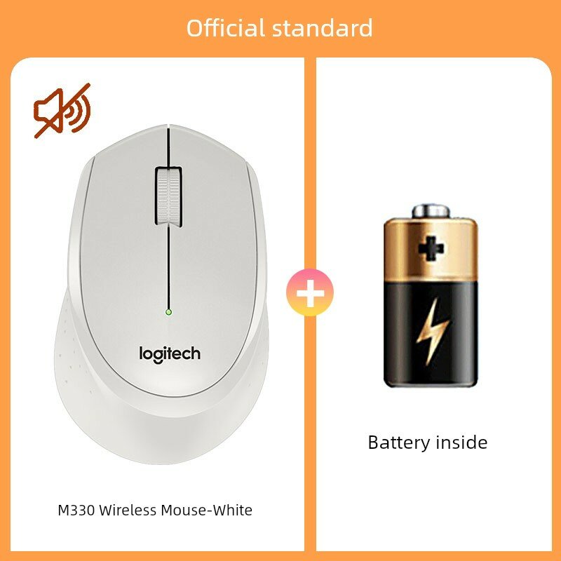 Logitech M330 Белая беспроводная мышь с легким шумом, USB, компактная для ноутбука, офиса и игр