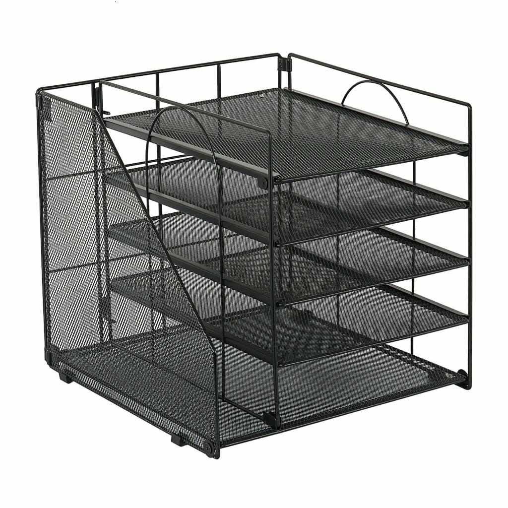 Многофункциональный 5-уровневый металлический лоток для документов, Черный