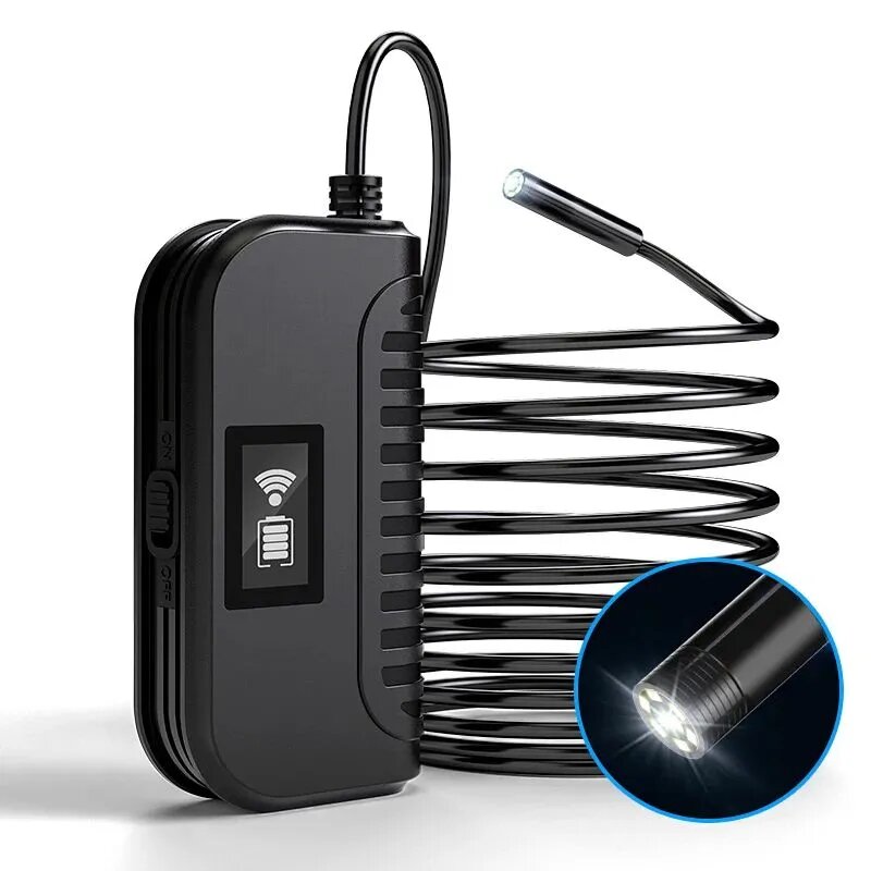 Эндоскоп Kerui WiFi endoscope используется для промышленного контроля мобильных телефонов и ПК с помощью водонепроницаемого 5-метрового кабеля IP67