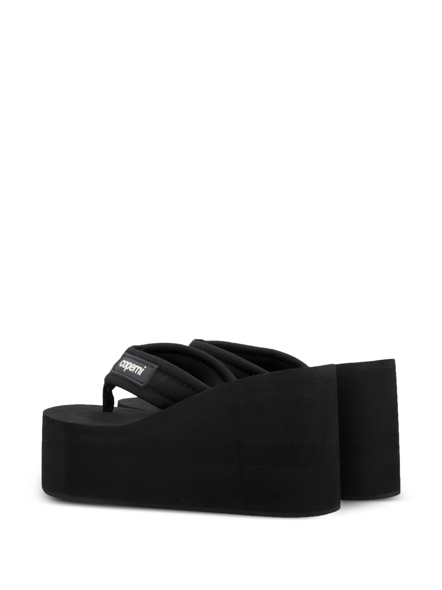 Босоножки Coperni Logo-patch wedge sandals, размер 37, black/black — фото 1
