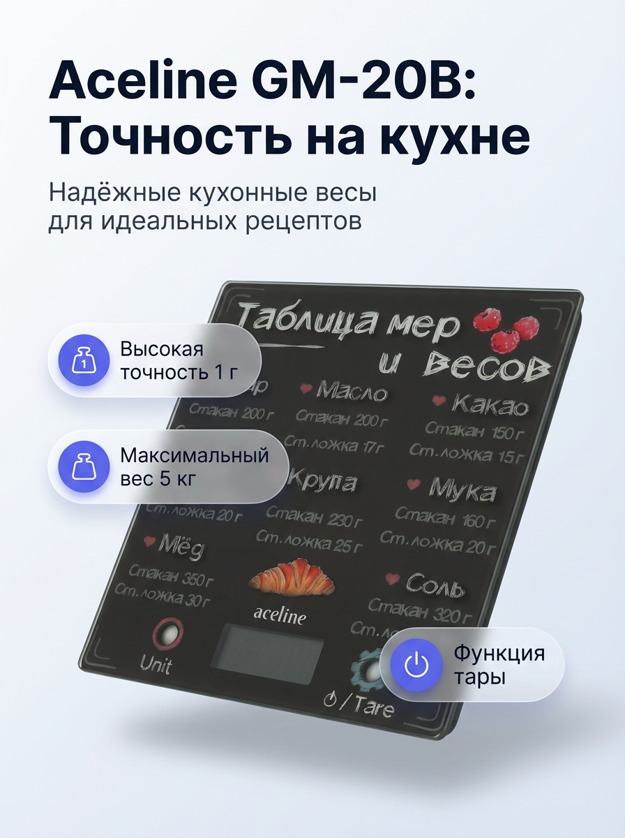 Кухонные весы Aceline GM-20B черный