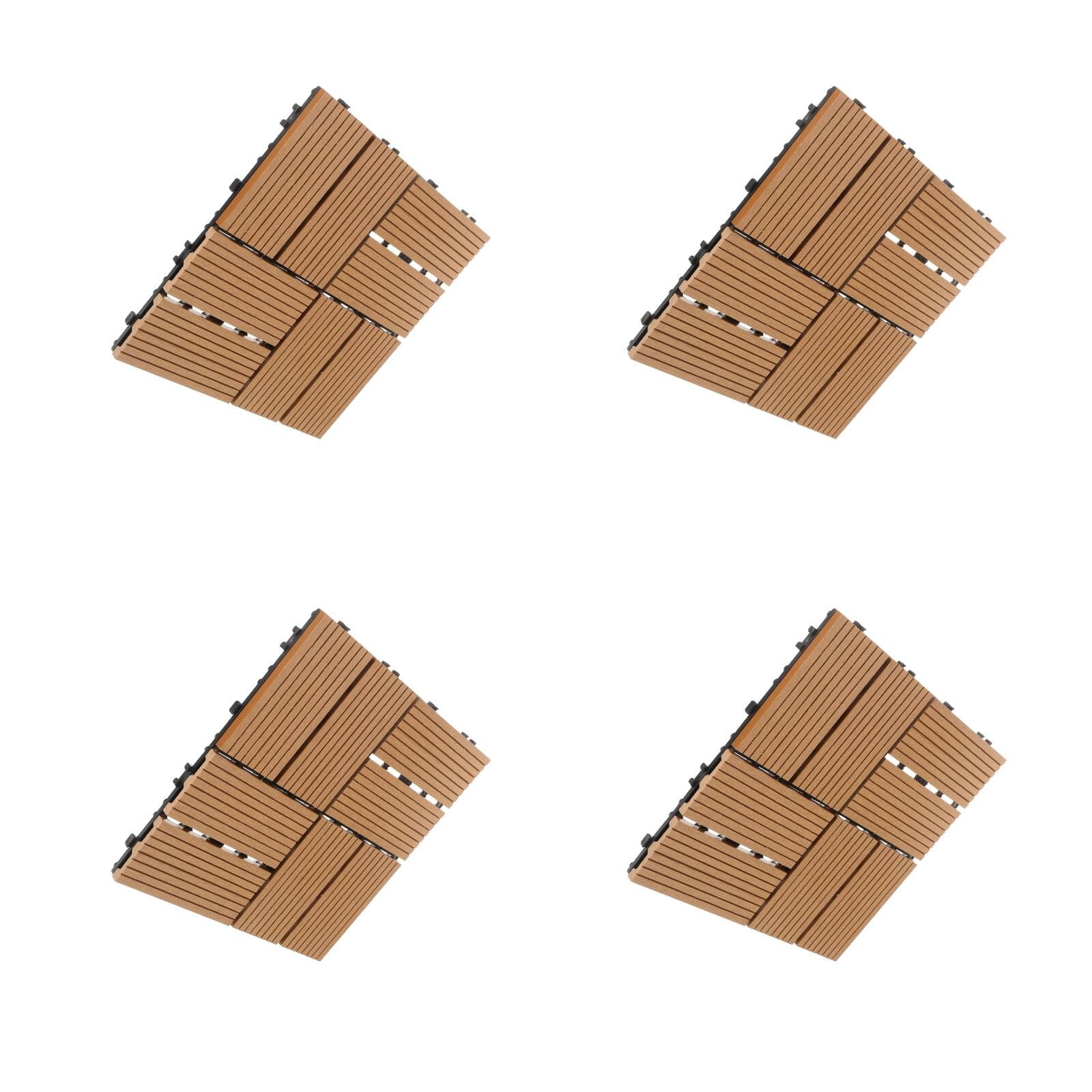 Композитная террасная плитка светло-коричневая для уличного настила в наборе 4 шт
