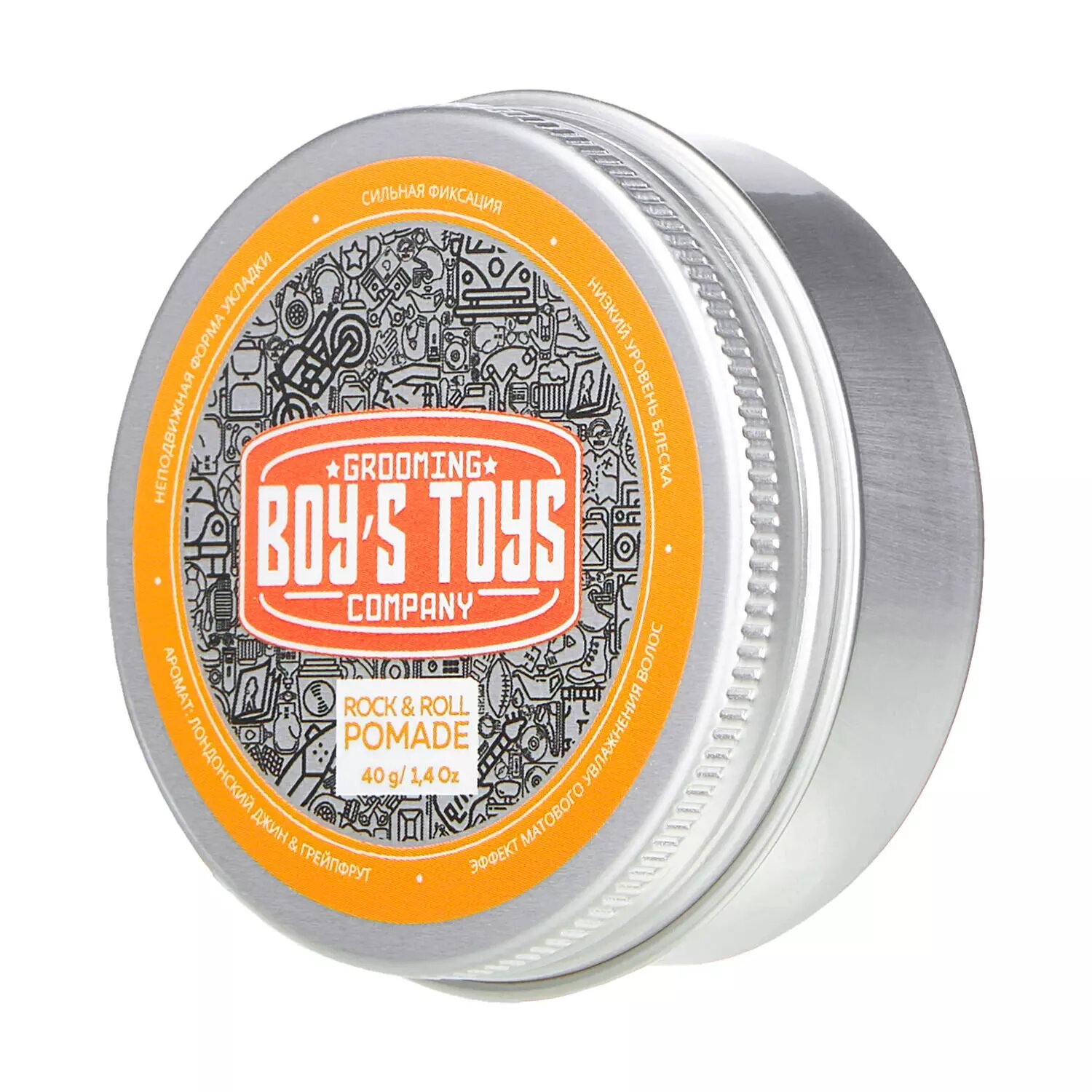 Помада BOYS TOYS для укладки волос сильной фиксации со средним уровнем блеска Custom Pomade Strong Hold, 40 мл