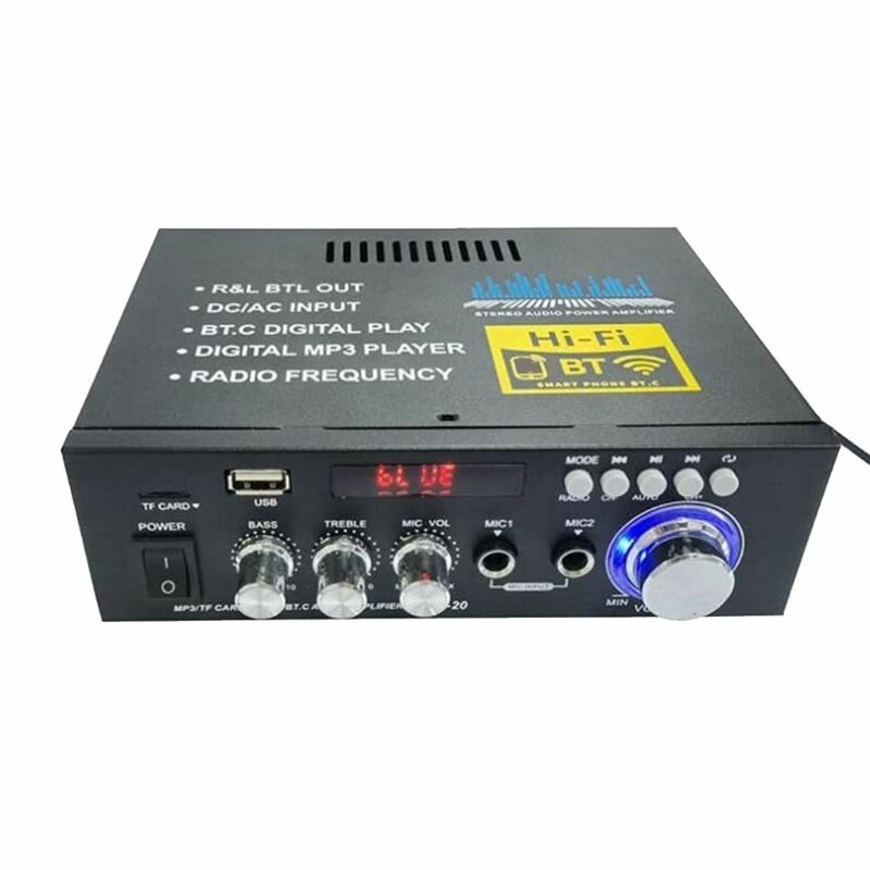 1 комплект Двухканальный усилитель мощности 60W с аудиоприемником (EU) (батарейка-таблетка)