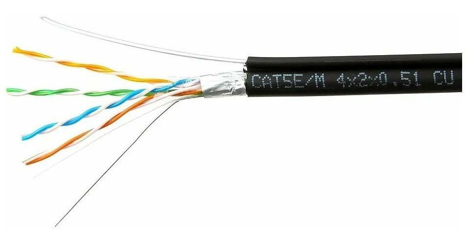 SkyNet Кабель FTP outdoor, медный, 4x2x0,48, FLUKE TEST, кат.5e, однож, 305 м, box, черный [CSL-FTP-4-CU-OUT]