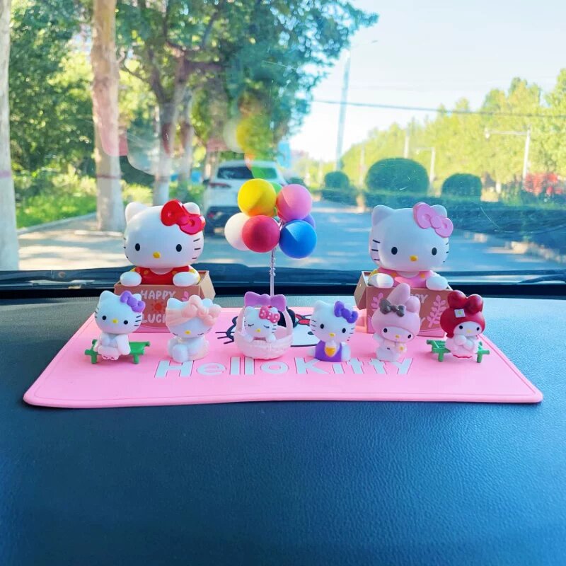 Комплект для салона автомобиля в красной и розовой коробке: 6 кошачьих стульев с шариками и KT-подкладом