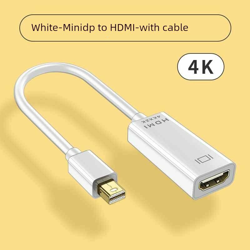 Белый адаптер Mini DP к HDMI с кабелем для MacBook Air, Surface Pro, 4K видео конвертер - поддерживает 4K разрешение