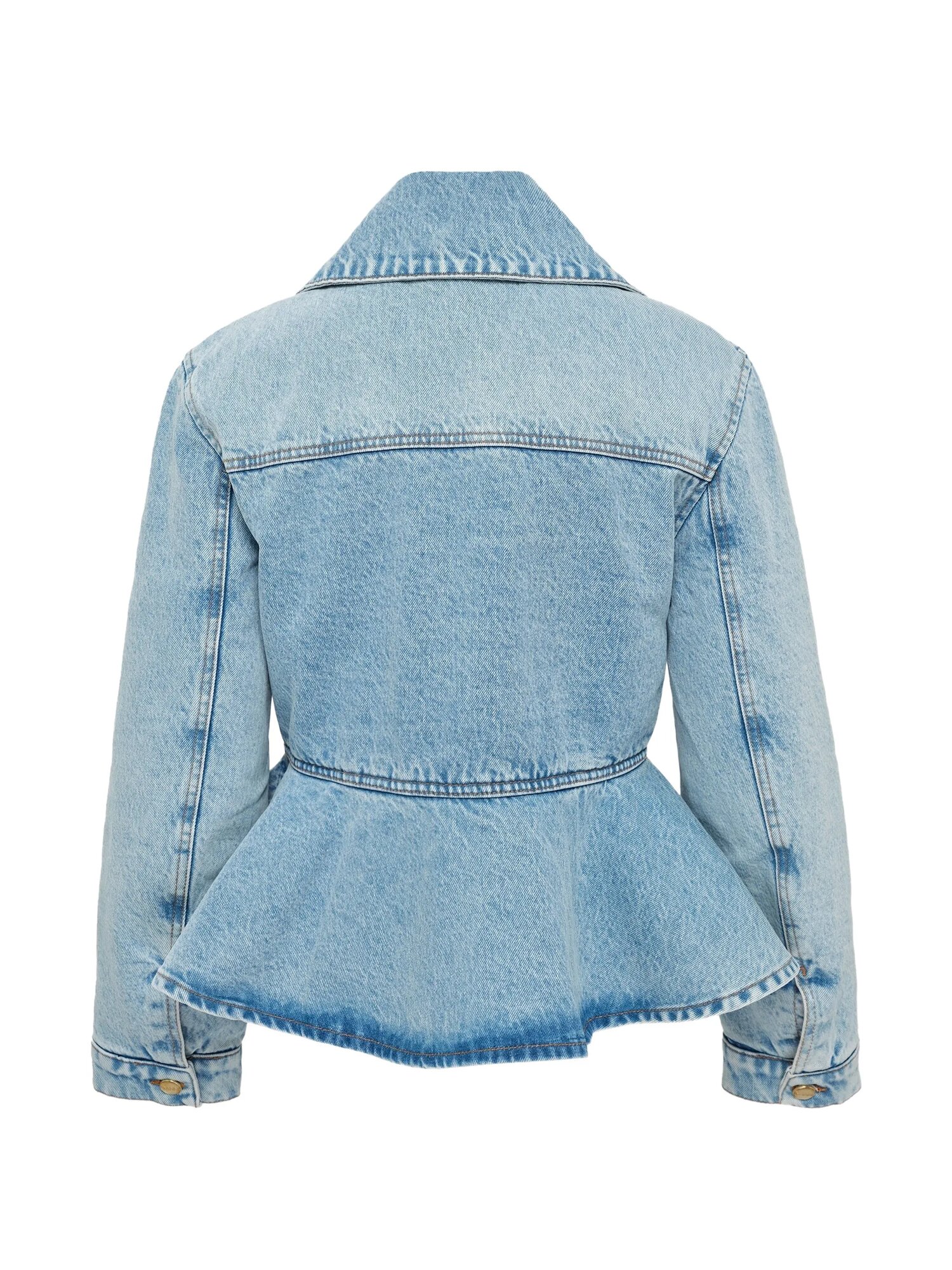 Куртка GANNI Pleated peplum denim jacket, размер 34, blue — фото 1