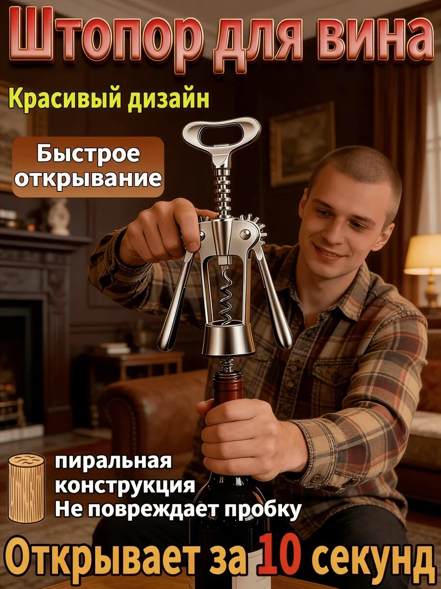 Штопор - открывашка для вина, нарзанник