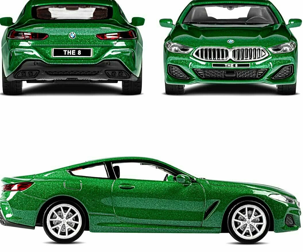 Машинка металл. 1:35 BMW M850i Coupe, зеленый, откр. двери, свет, звук, инерция