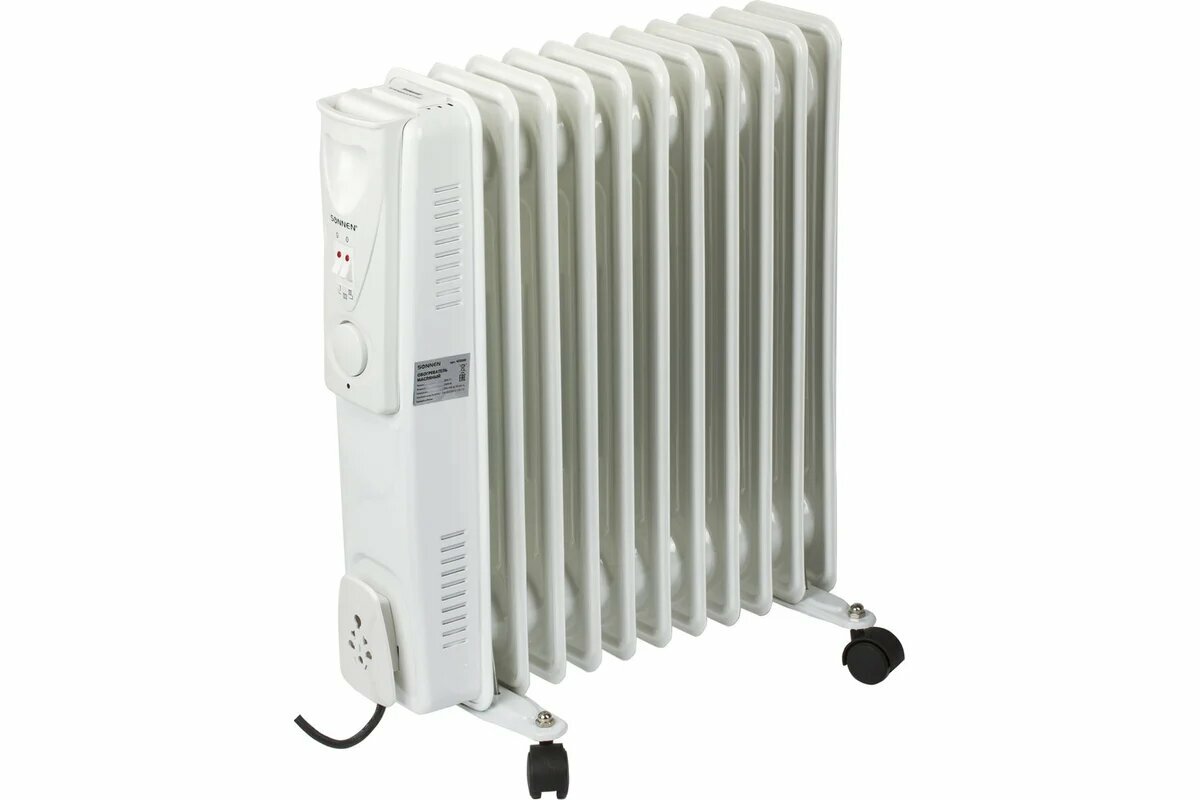 Масляный обогреватель SONNEN DFS-11, 2500 Вт, 11 секций, белый