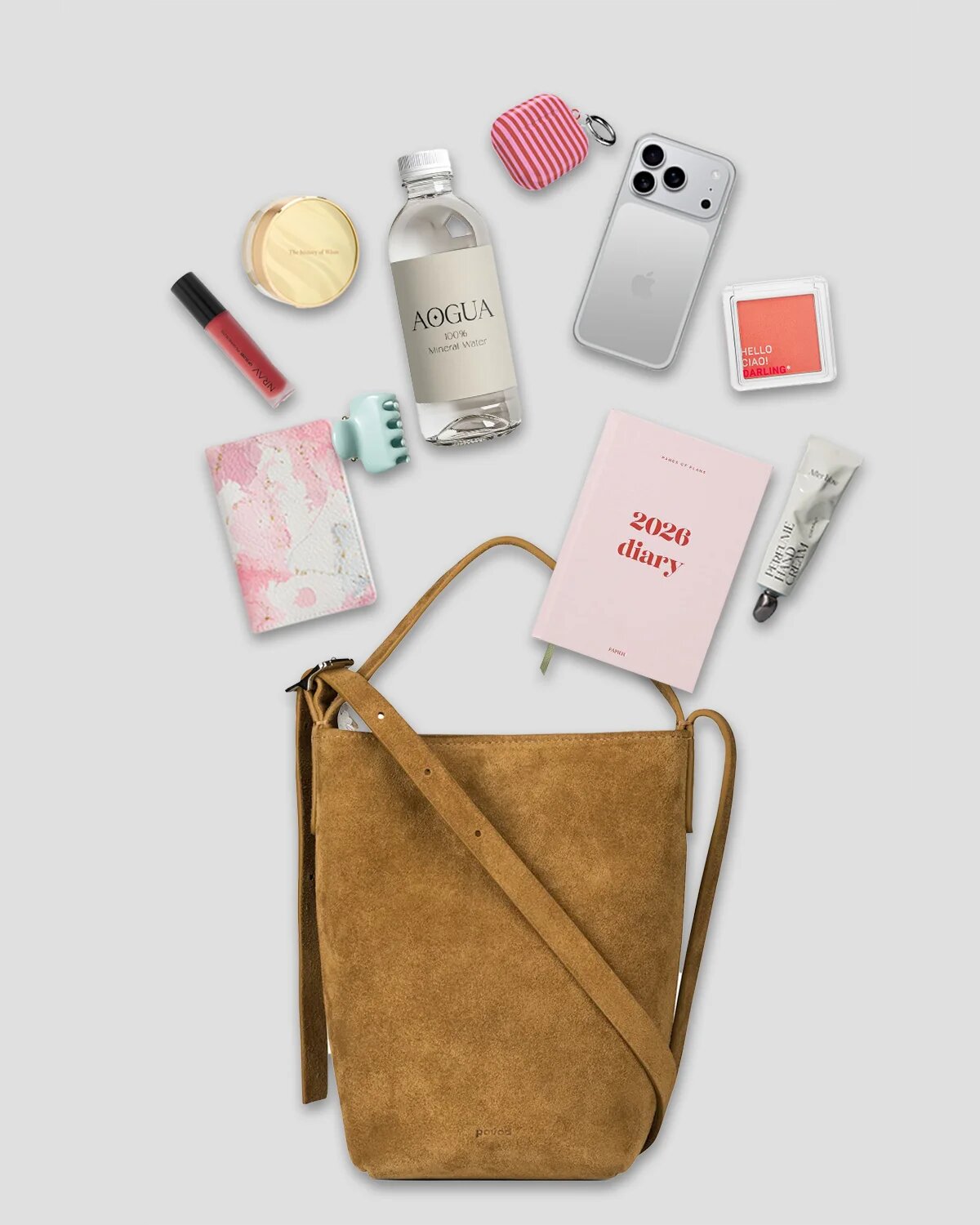 Сумка кросс-боди POVOD, фактура матовая, коричневый