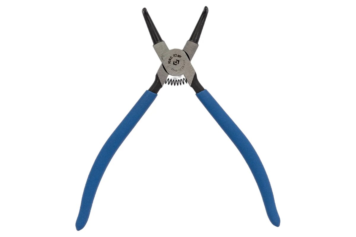 Съемник для стопорных колец KING TONY 250 мм загнутые сжатие 68HB‑10 из стали, длина 250 мм, чехлы на рукоятках