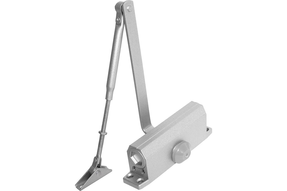 Доводчик дверной гидравлический Ajax DCTR80‑140 80‑140 кг, верхний монтаж, белый цвет, регулируемая скорость закрывания, морозостойкость до –35 °C