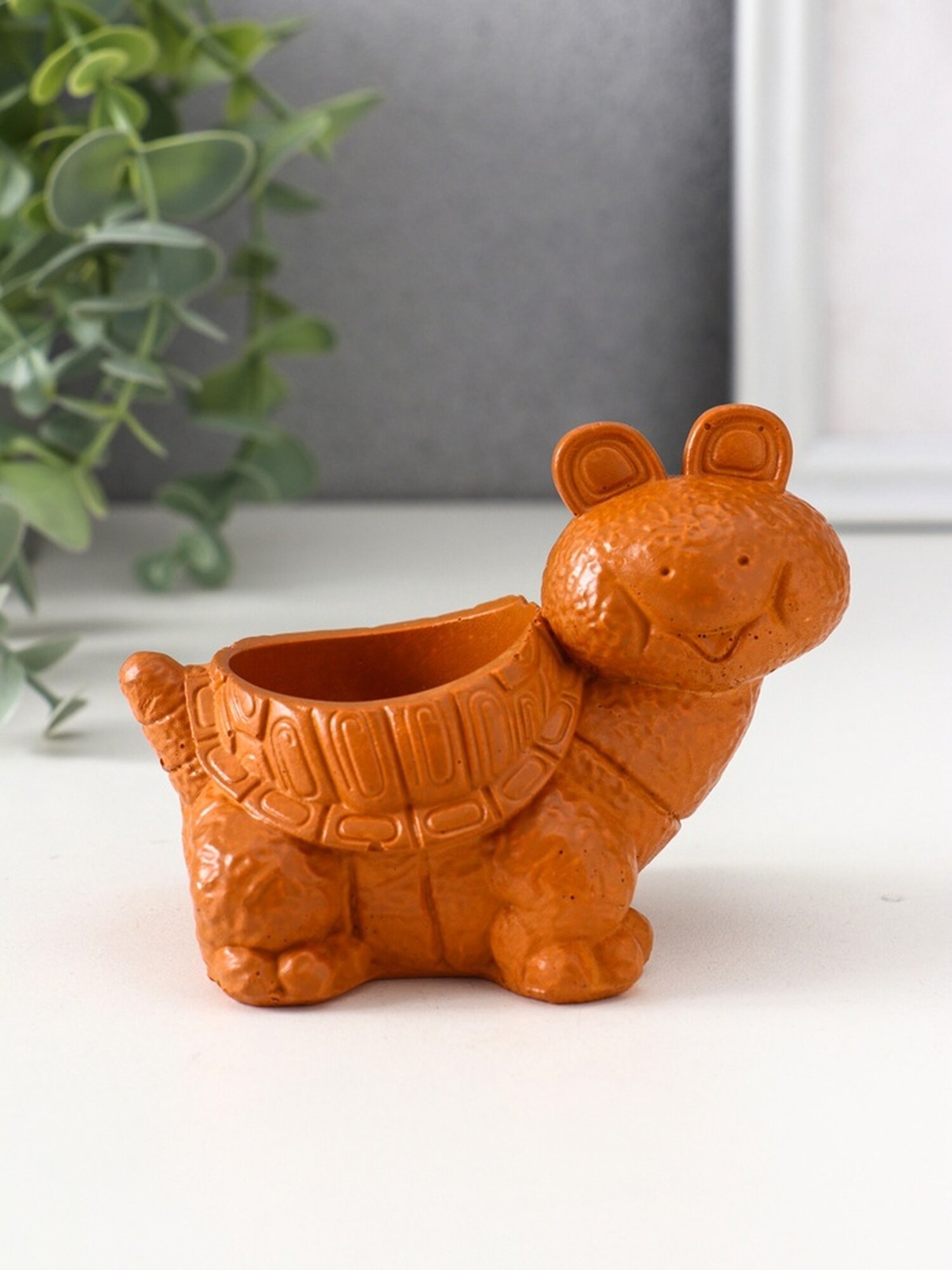 Фигура с подставкой для мелочей «Черепаха», 7.5×10×6 см, красная глина