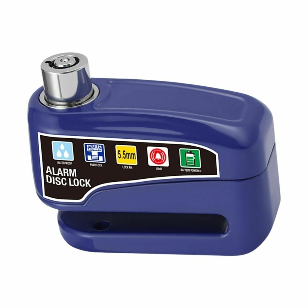 Замок для дискового тормоза велосипеда и скутера с сигнализацией 110 дБ, портативный алюминий, Синий