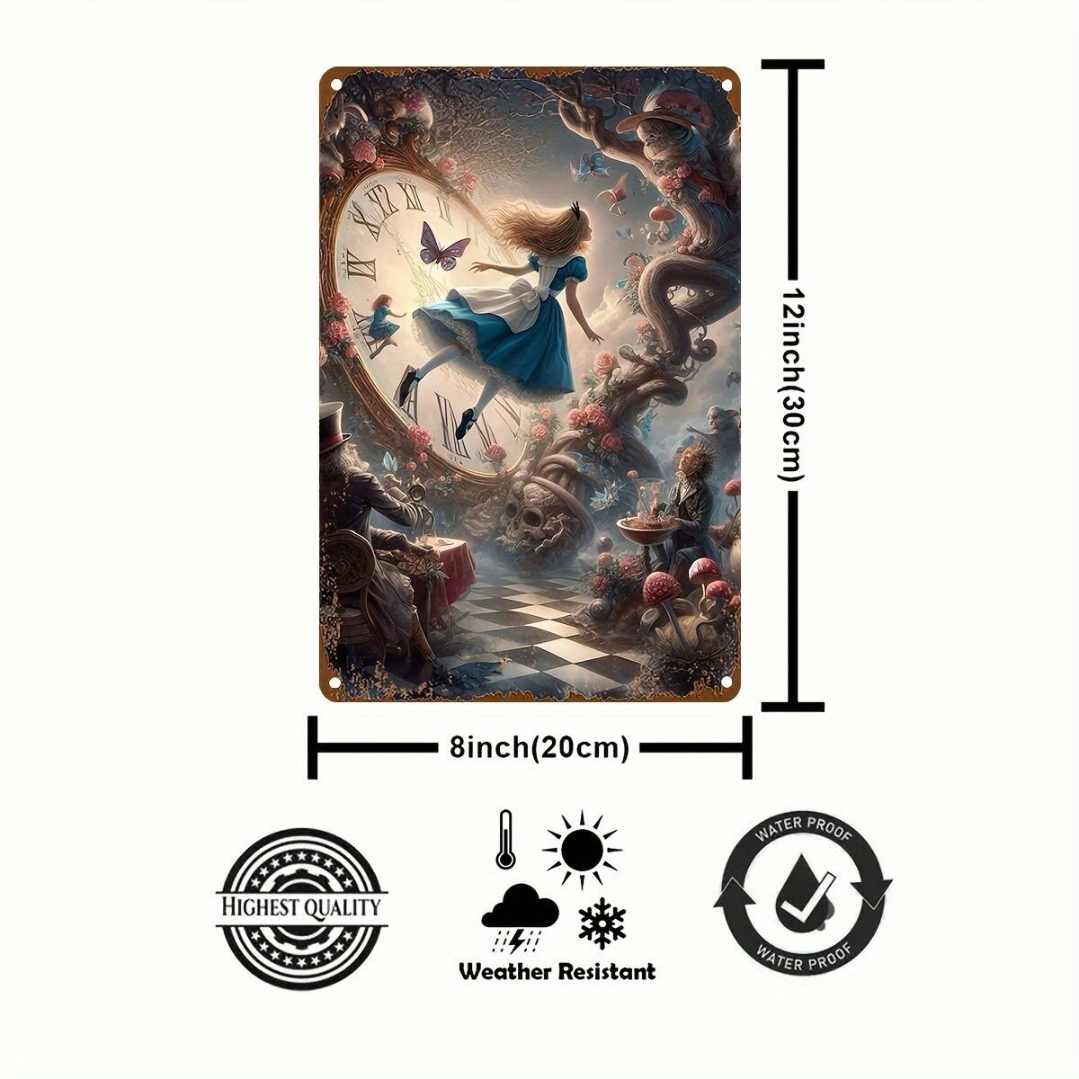 Алиса в Стране чудес с большими часами Вывеска