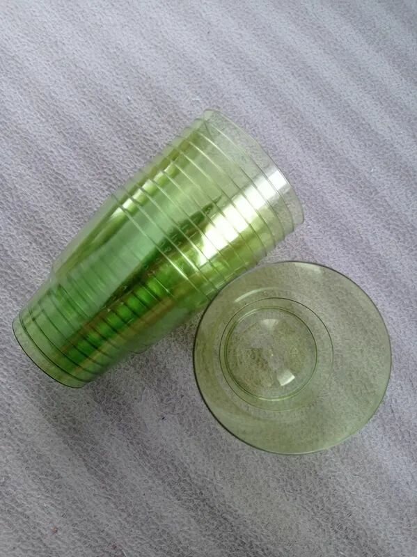 Стаканы одноразовые пластиковые 200 мл 50 шт, зеленые. Стаканчики для трайфлов кристалл, многоразовые для кейтеринга, салатов, десертов, плотные