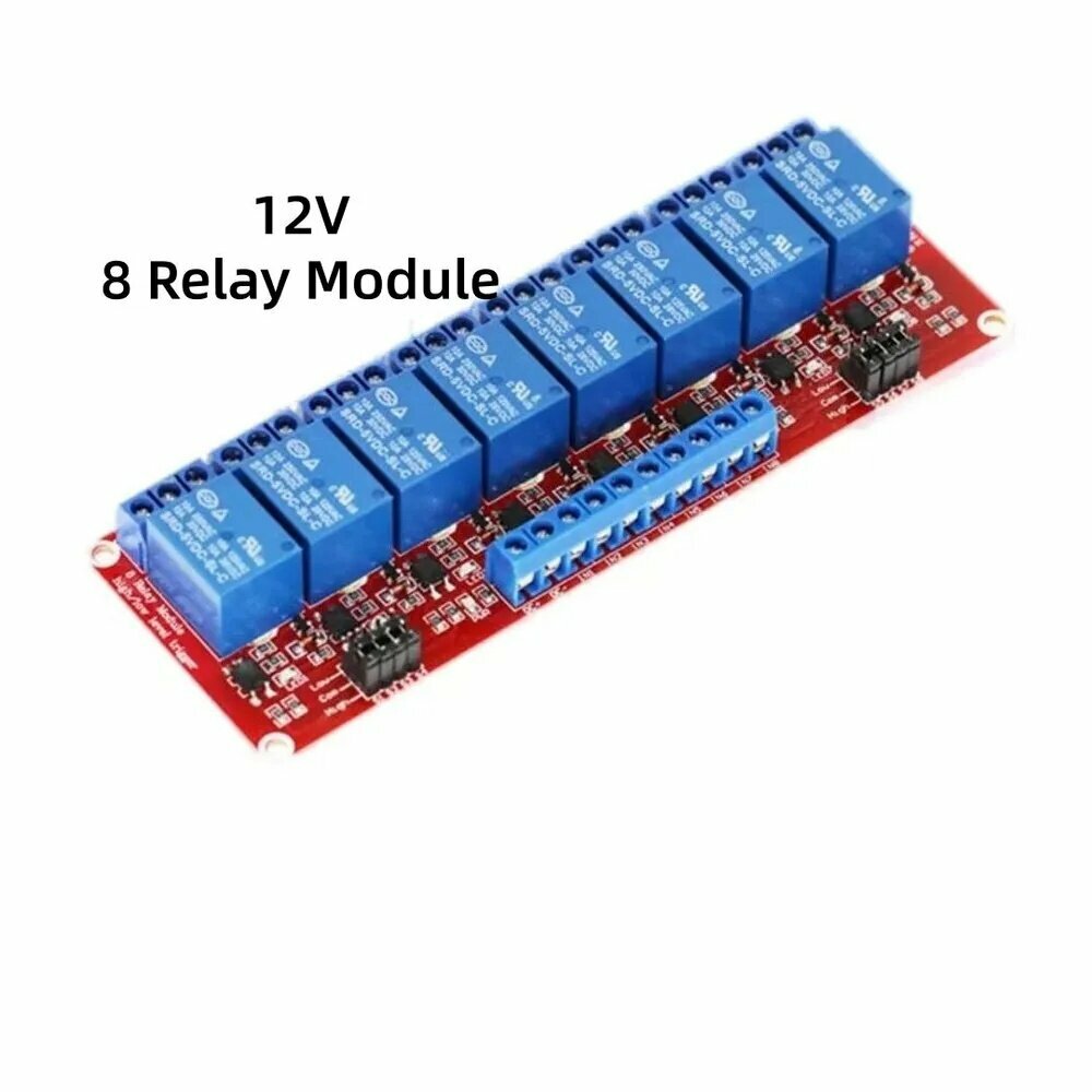 Модуль реле с оптоизоляцией 12В, поддержка высокого и низкого уровня срабатывания, 8 канала